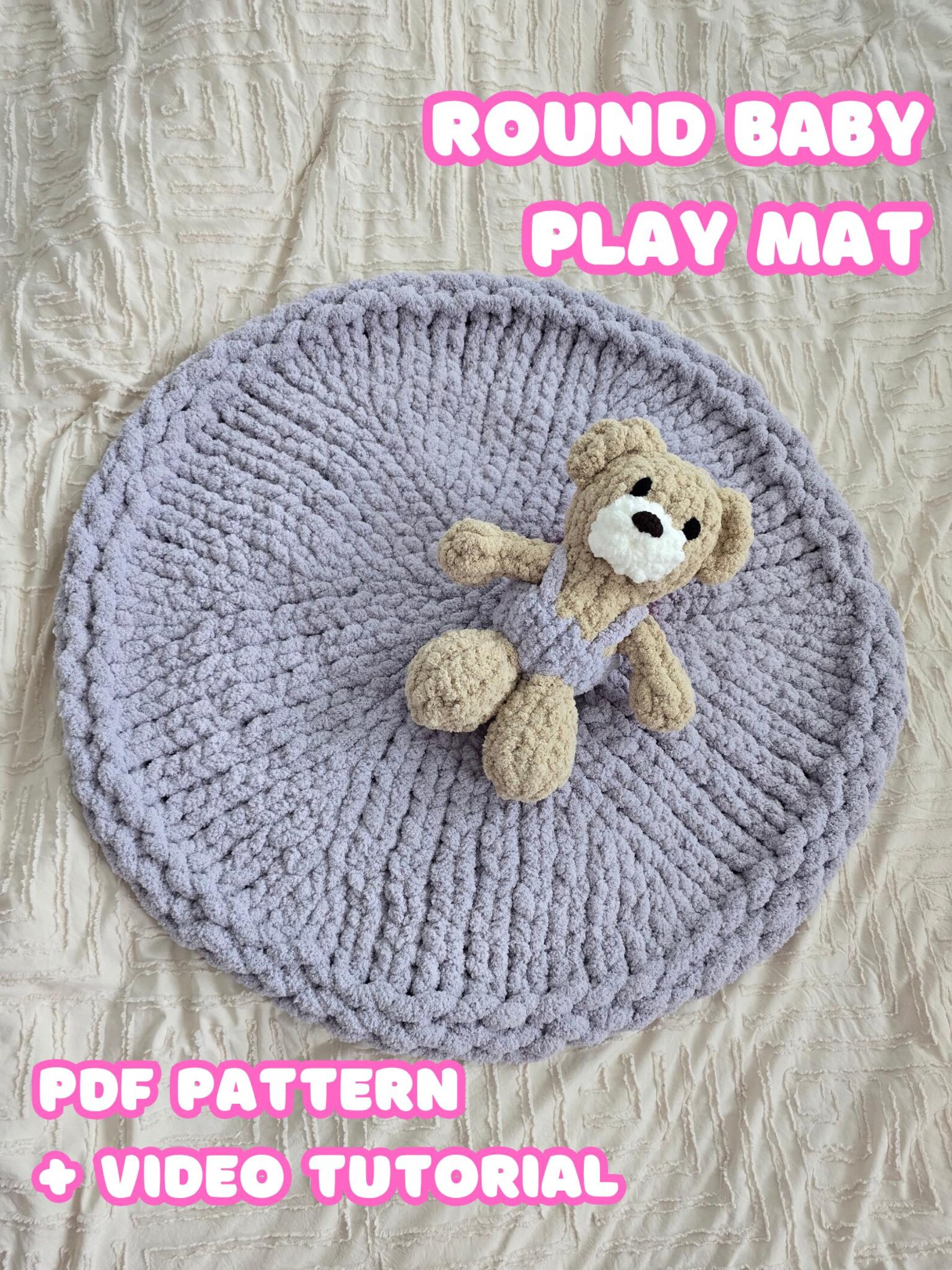 Handknit Round Baby Play Mat Pattern With Video Tutorial - Etsy