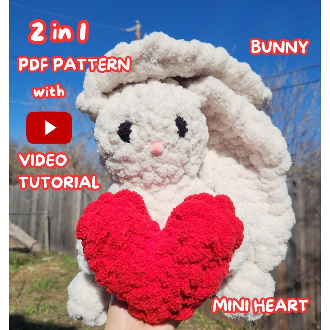 Fingerknit Bunny Hugging A Heart 2in1 PDF Pattern With Video Tutorial ...