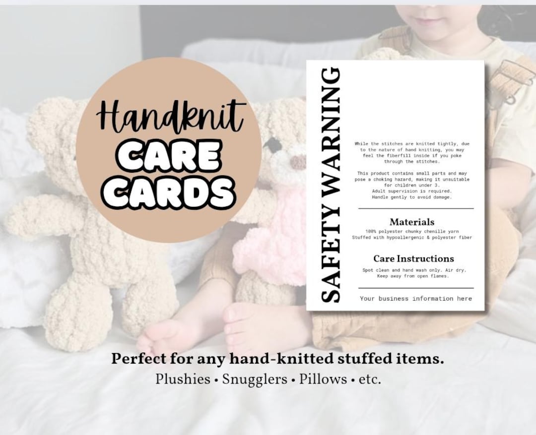 Printable Handknit Safety Warning Care Tags for Chunky Handknit ...