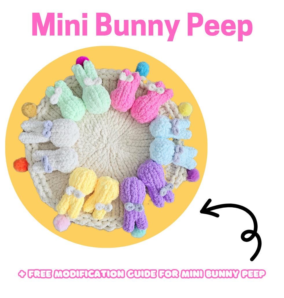 Fingerknit Easter Chunky Bunny Peeps Pattern With Video Tutorial - Etsy