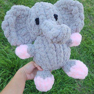 Fingerknit Chunky Elephant Plushie Pattern With Video Tutorial Elephant ...