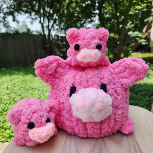 Handknit Mama Pig and Piglets Plushies Pattern With Video Tutorial ...