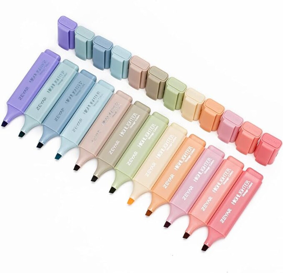 Vintage Color Highlighter Pens: Chisel Tip, Water Based - Set of 12 - Etsy