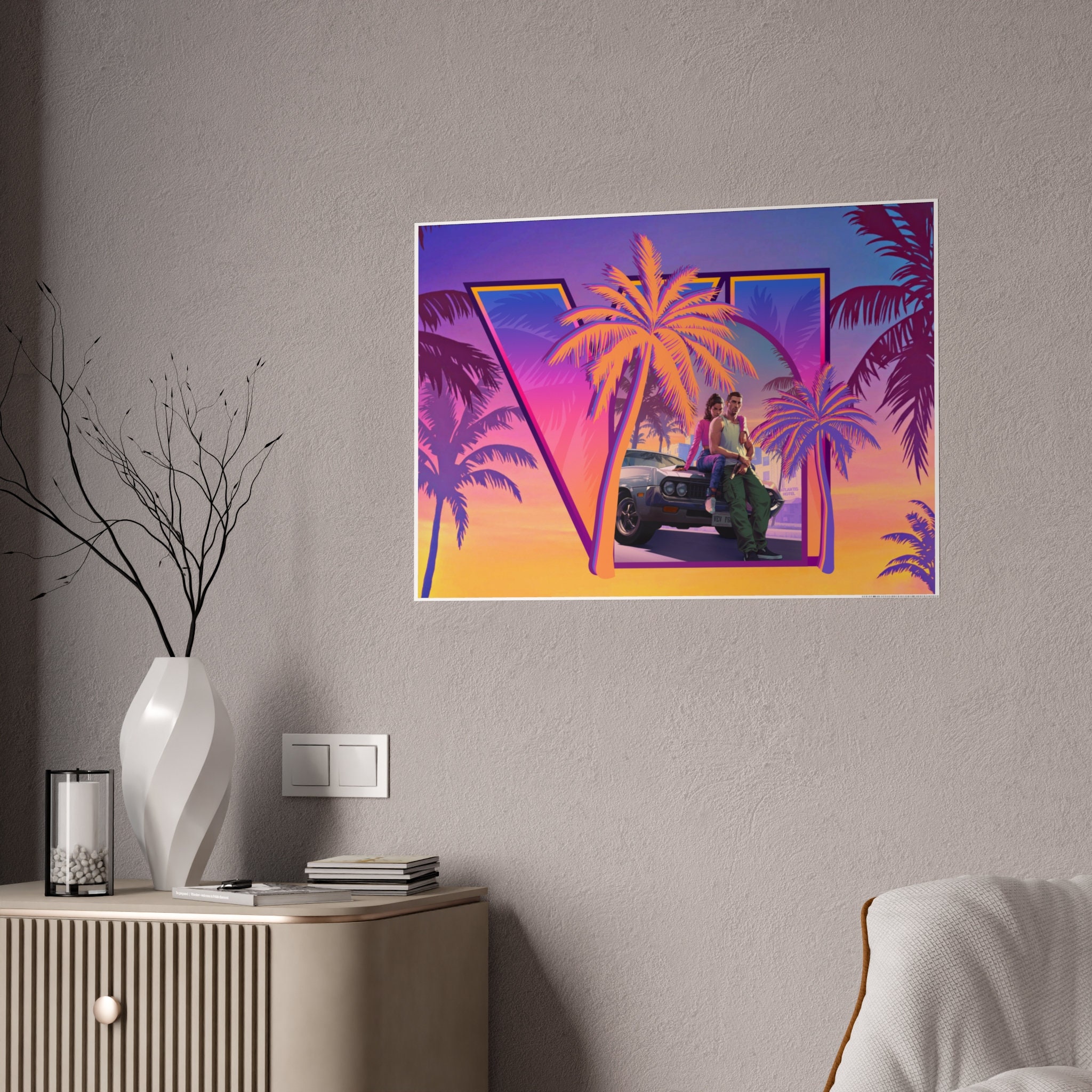 GTA 6 Art, GTA Vice City Wall Art, Gloss Posters, Gaming Decor, Gamer ...