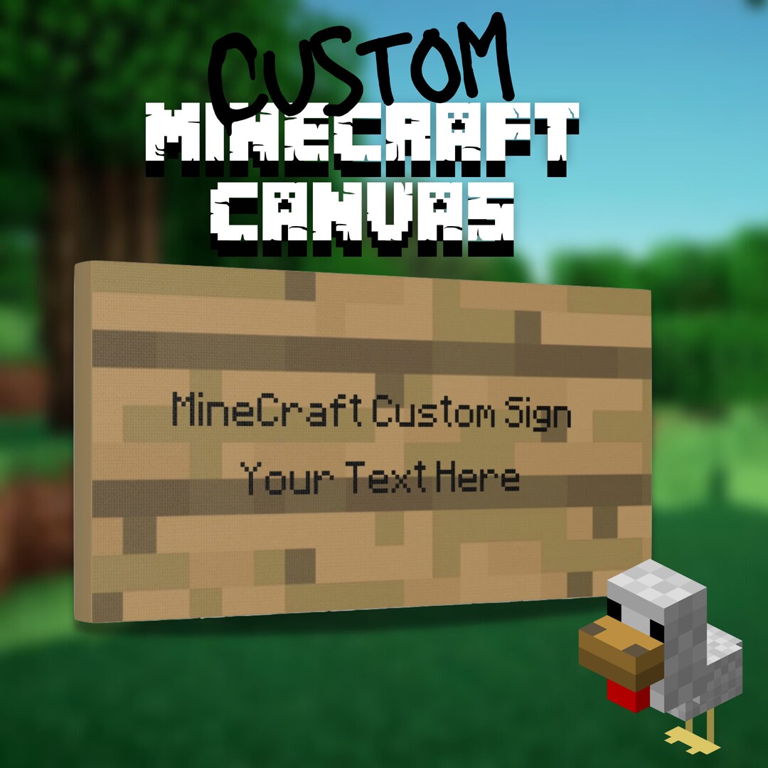 Custom Minecraft wood Sign Canvas Minecraft Gifts Customizable ...