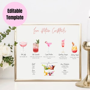 Galentines Signature Drink Bar Menu Template, Valentines Cocktail Menu ...