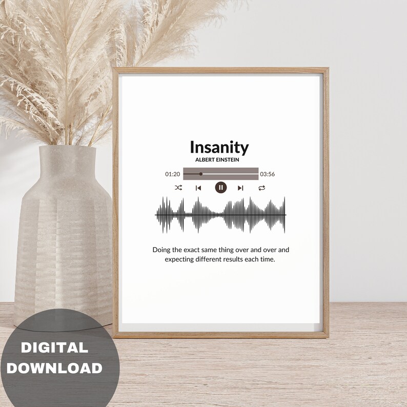 Insanity Definition Poster, Insanity Wall Art, Insanity Quote Printable ...