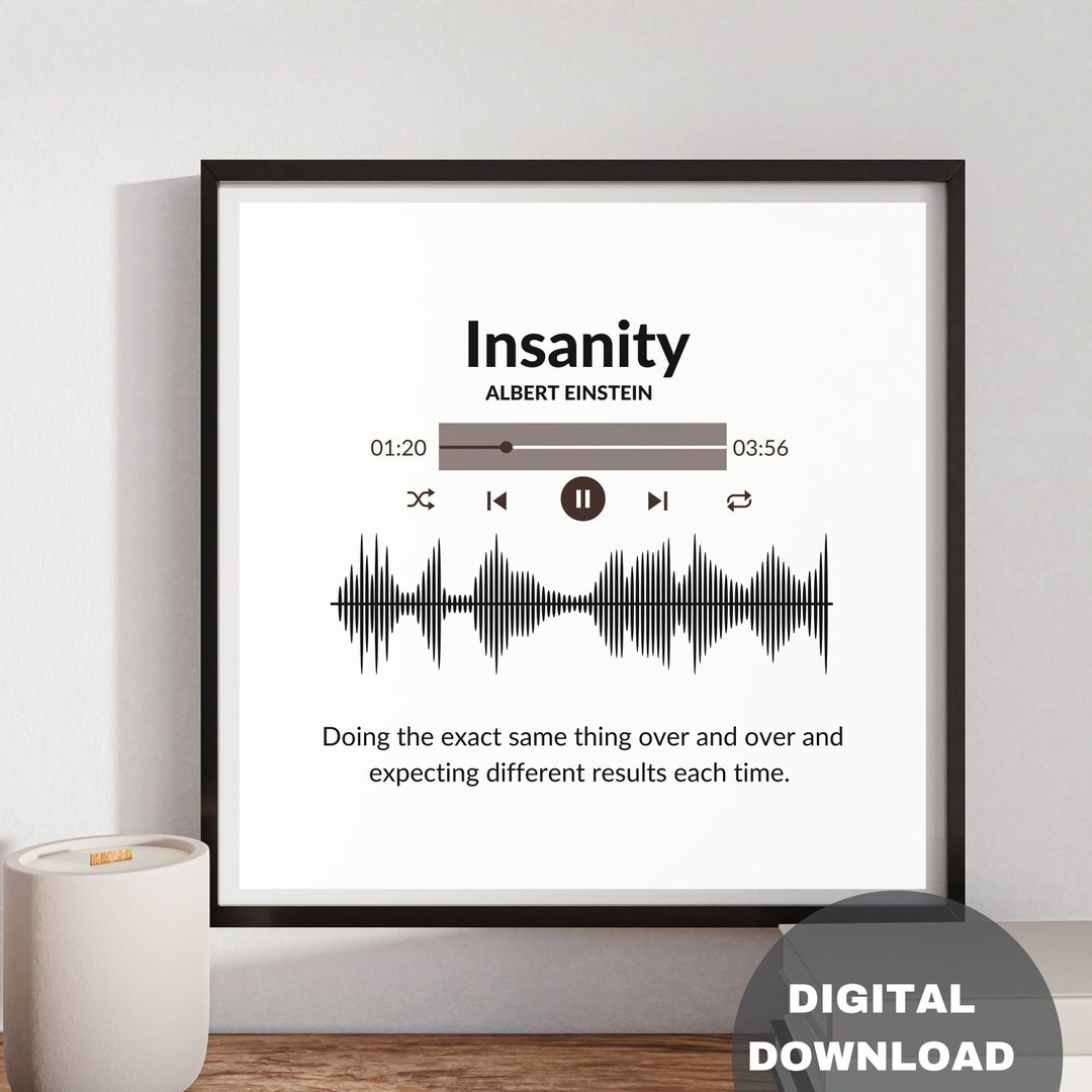 Insanity Definition Poster, Insanity Wall Art, Insanity Quote Printable ...
