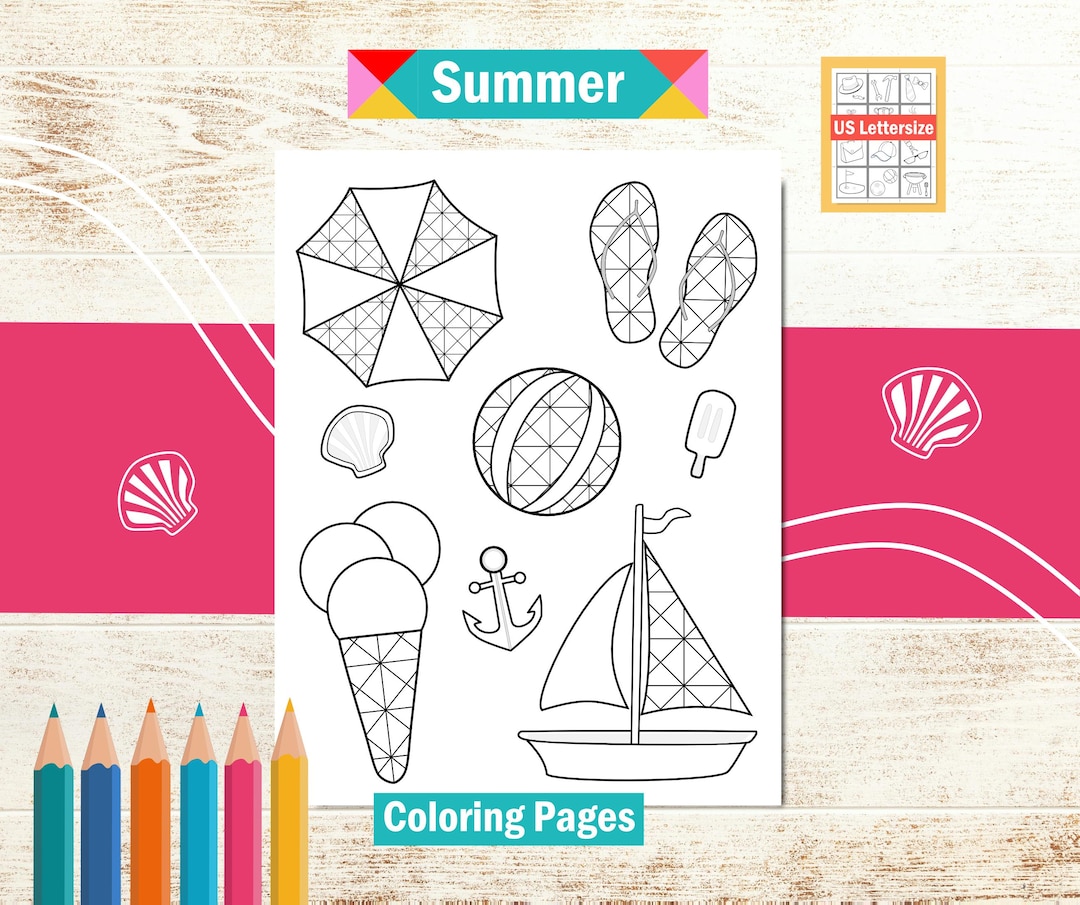Summer Coloring Pages, Crafts and Coloring. Set of Printable Craft ...