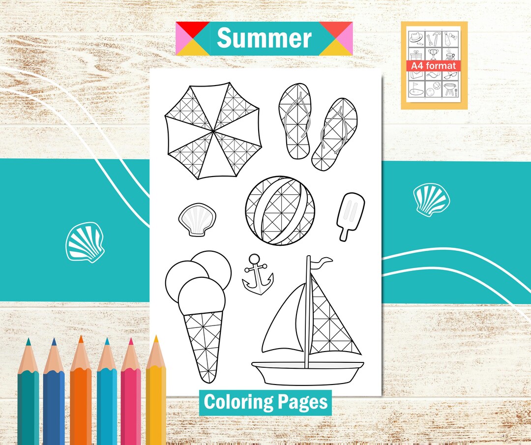 Coloring Pages Summer, Crafts and Coloring. Set of Printable Craft ...