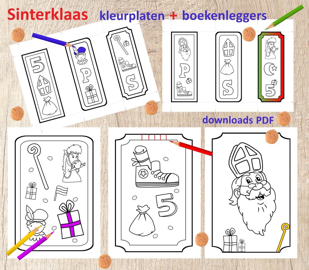 Sinterklaas Coloring Pages and Bookmarks. Simple Beautiful Drawings ...