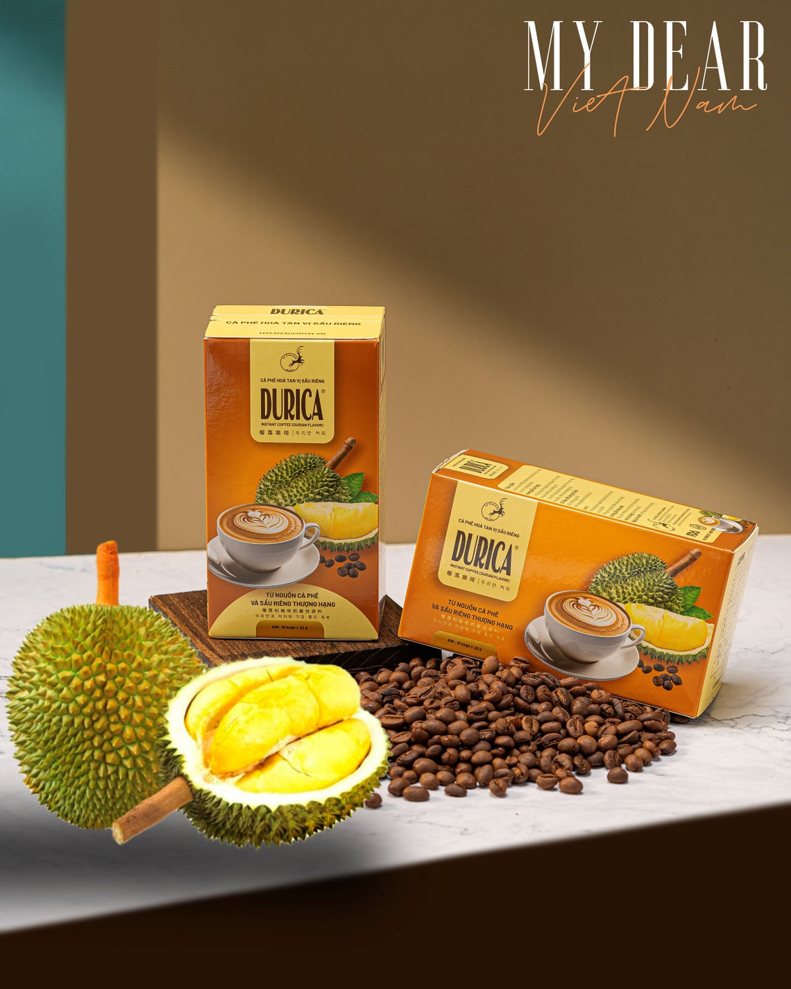 Vietnamese Coffee, Instant Durian Coffee 10 Sticks X 20g, Cà Phê Hòa Tan Vị Sầu Riêng, Organic ...