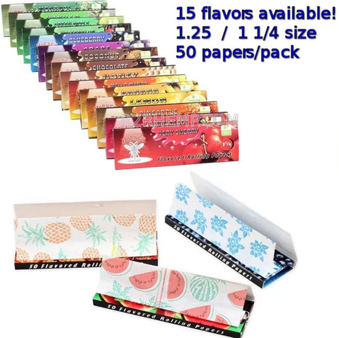 5 Packs Fruit Flavored 1.25 Rolling Papers - Strawberry Grape Bubblegum ...