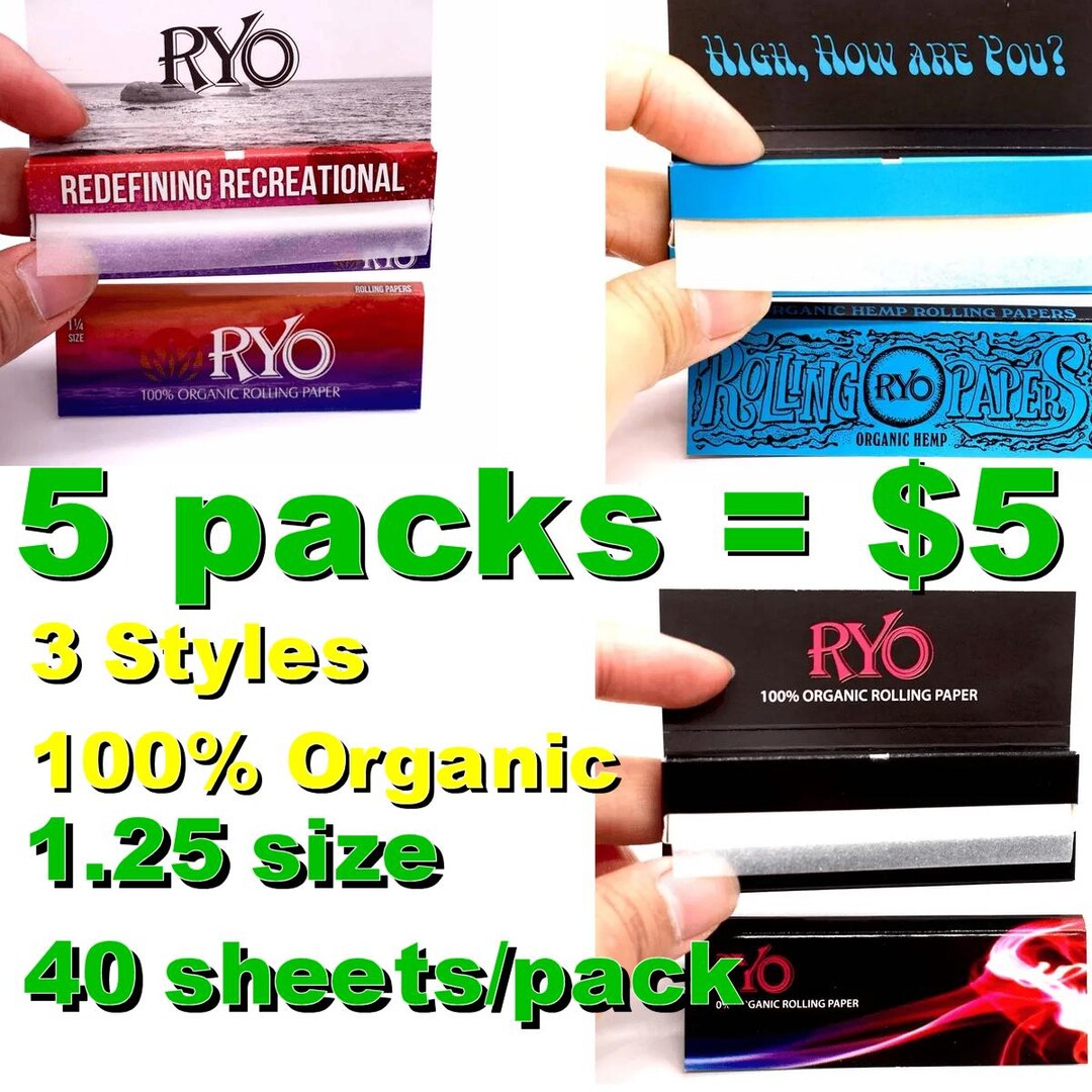 100% Natural Cigarette Rolling Papers 3 Styles 1.25 Wraps Hemp Rolling ...