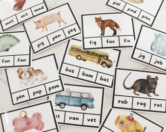 CVC Words Blending Flash Cards, SATPIMFC, Phonics, Classroom Printable ...