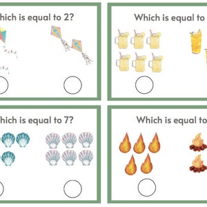 Comparing Numbers 1-10 Flash Cards - Summer Theme - Etsy
