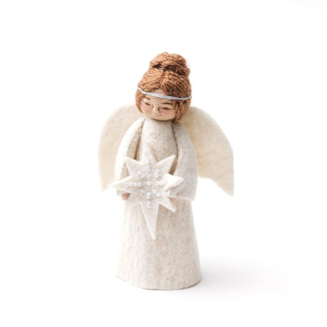 Angel With Star of Bethlehem Hand Felted White Celestial - Etsy