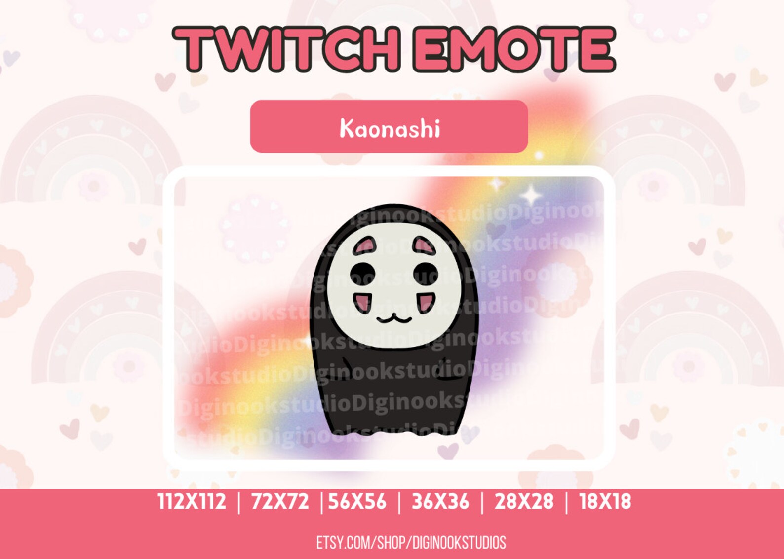 Ghibli Inspired Kaonashi No Face Emote,kaonashi Emote, Twitch Emote, No ...