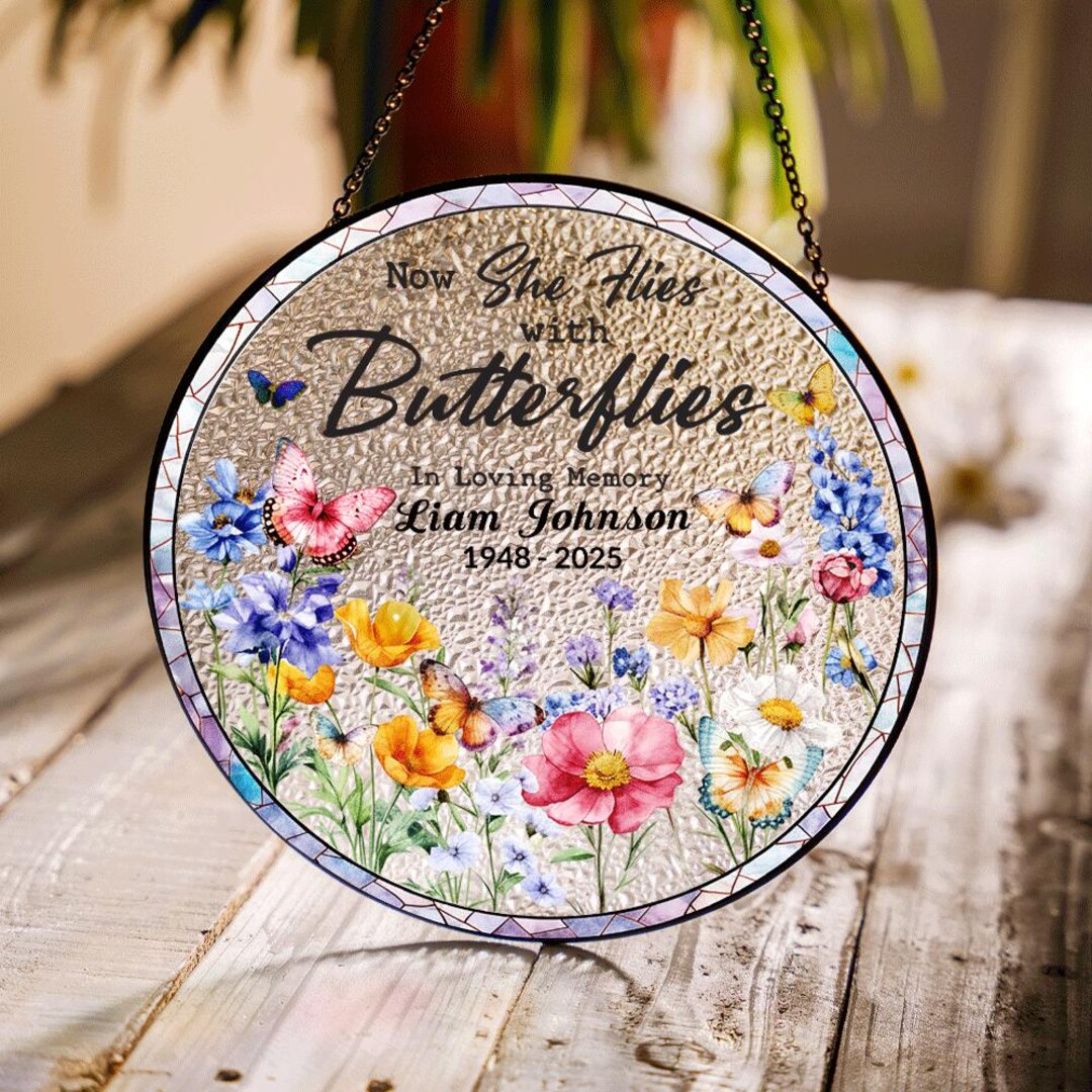 Personalized Butterfly Memorial Suncatcher, in Loving Memory Window ...