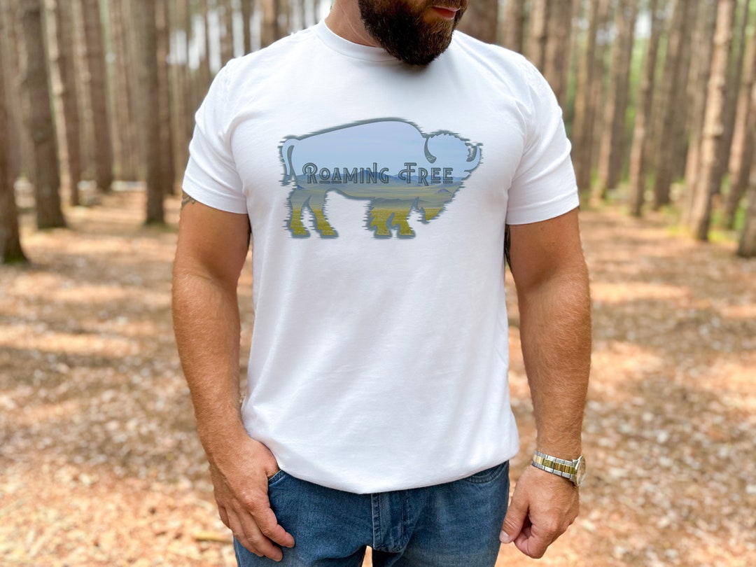 Men Roaming Free Buffalo Tee, Free Roaming Men, Gift for Men, Outdoor ...