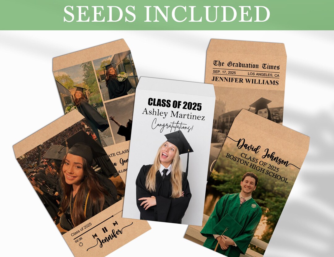 Photo Personalized Seed Packets Graduation Favors for Guests in Bulk ...