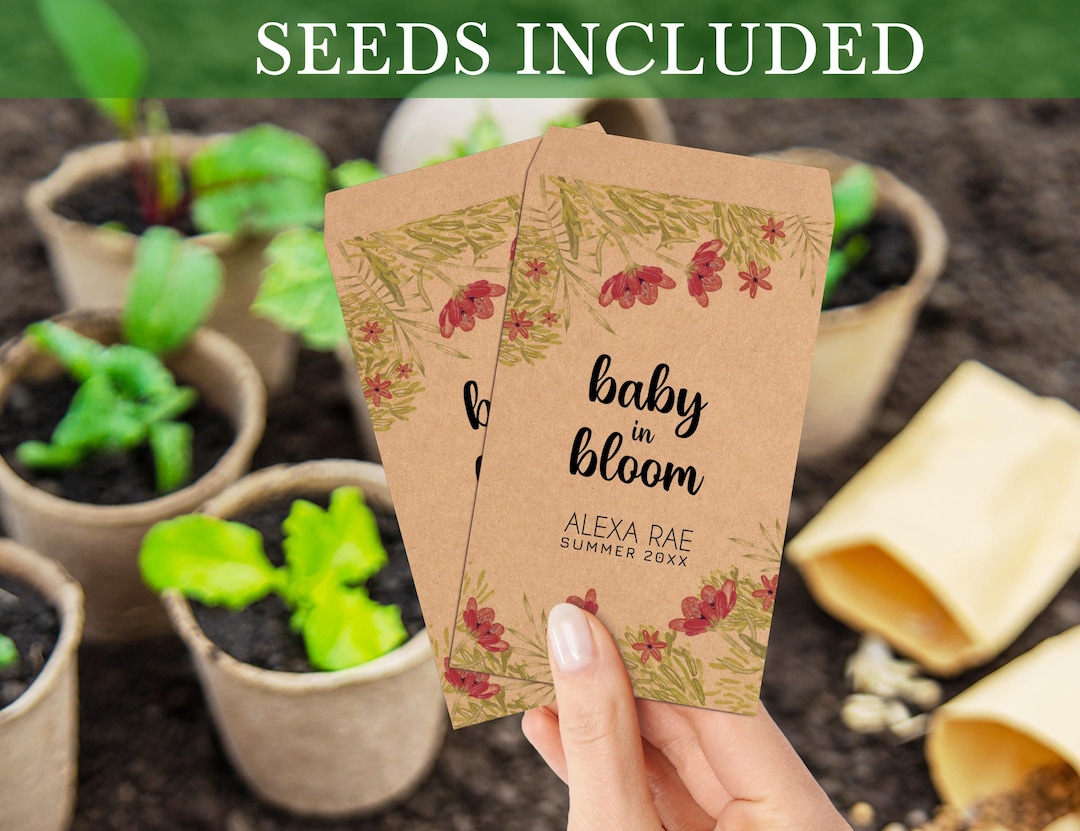 Personalized Baby Shower Seed Packets, Baby in Bloom Seed Packet, Baby ...
