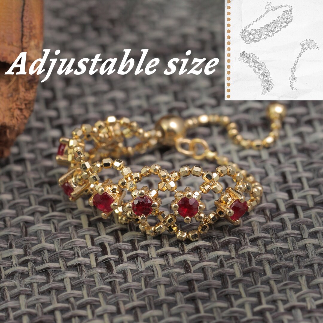 Ladies' Unique Wedding Ring / Beaded Chain Hollow Gold Ring/18k Gold ...