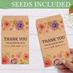 Personalized Thank You Seed Packets Envelopes, Eco Friendly Wildflower ...