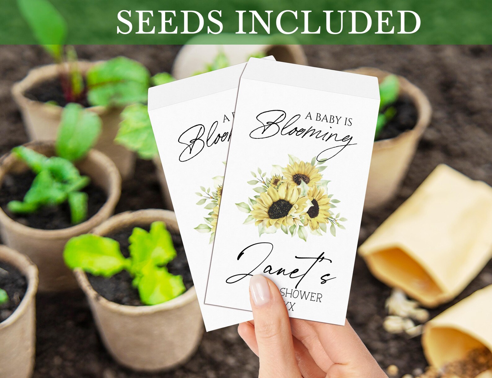 Personalized Baby Shower Seed Packets, Baby in Bloom Seed Packet, Baby ...