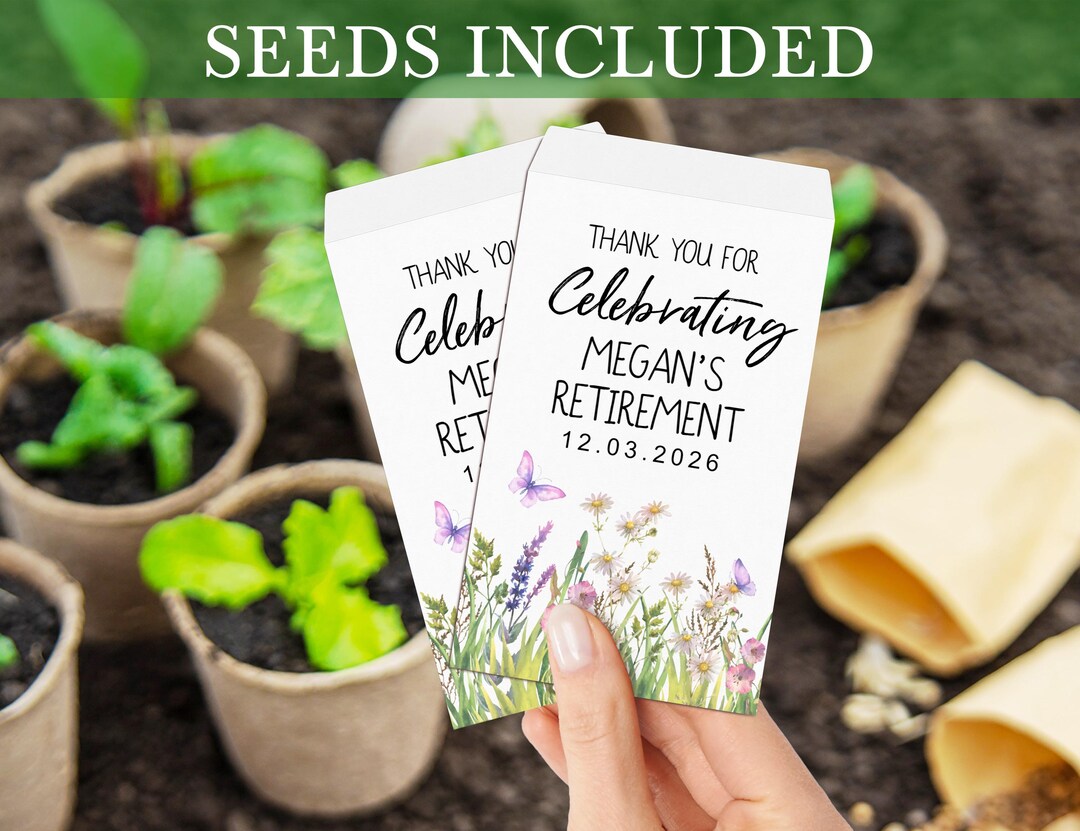 Thank You for Celebrating Retirement Seed Packets, Personalized ...