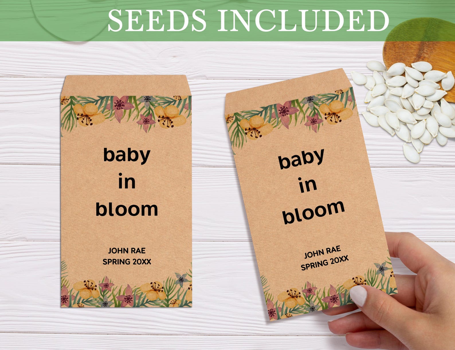 Personalized Baby Shower Seed Packets, Baby in Bloom Seed Packet, Baby ...