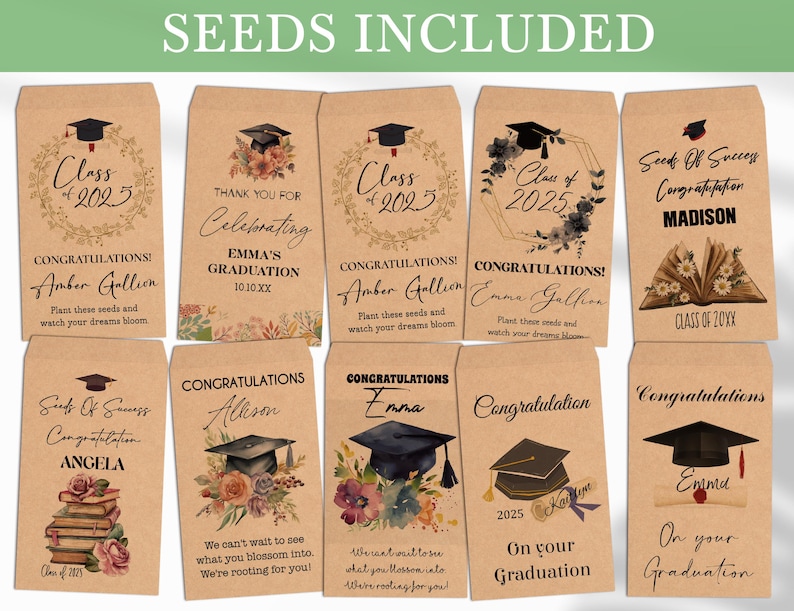 Bulk Custom Seed Packet Graduation Party Favors/personalized Graduation ...