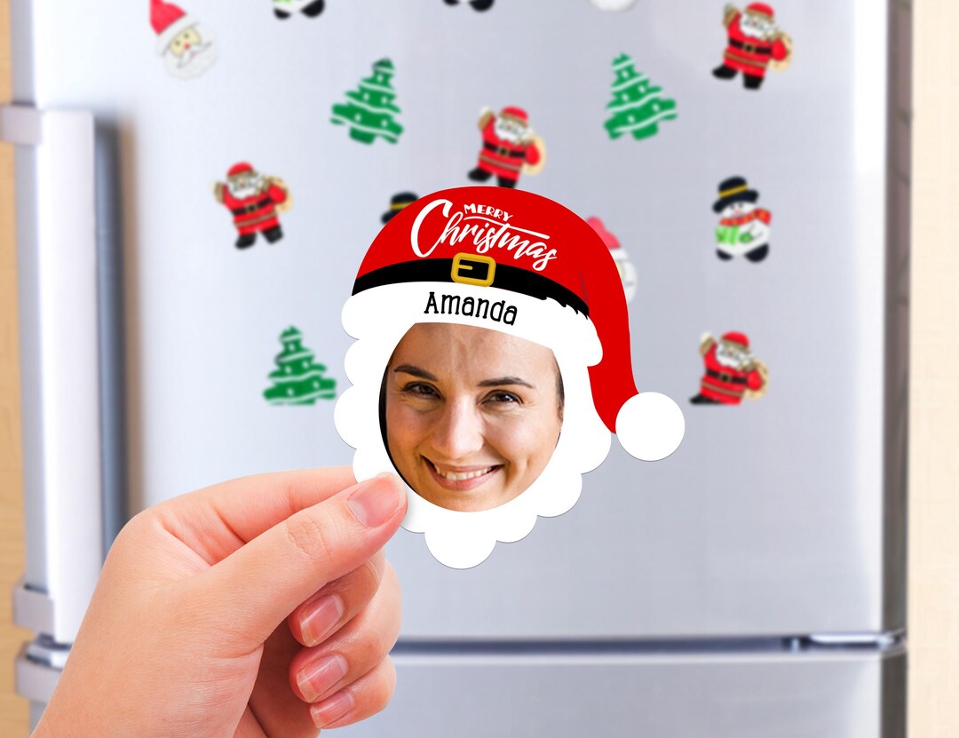 Custom Christmas Santa Hat Magnet With Photo/santa Hat Name ...
