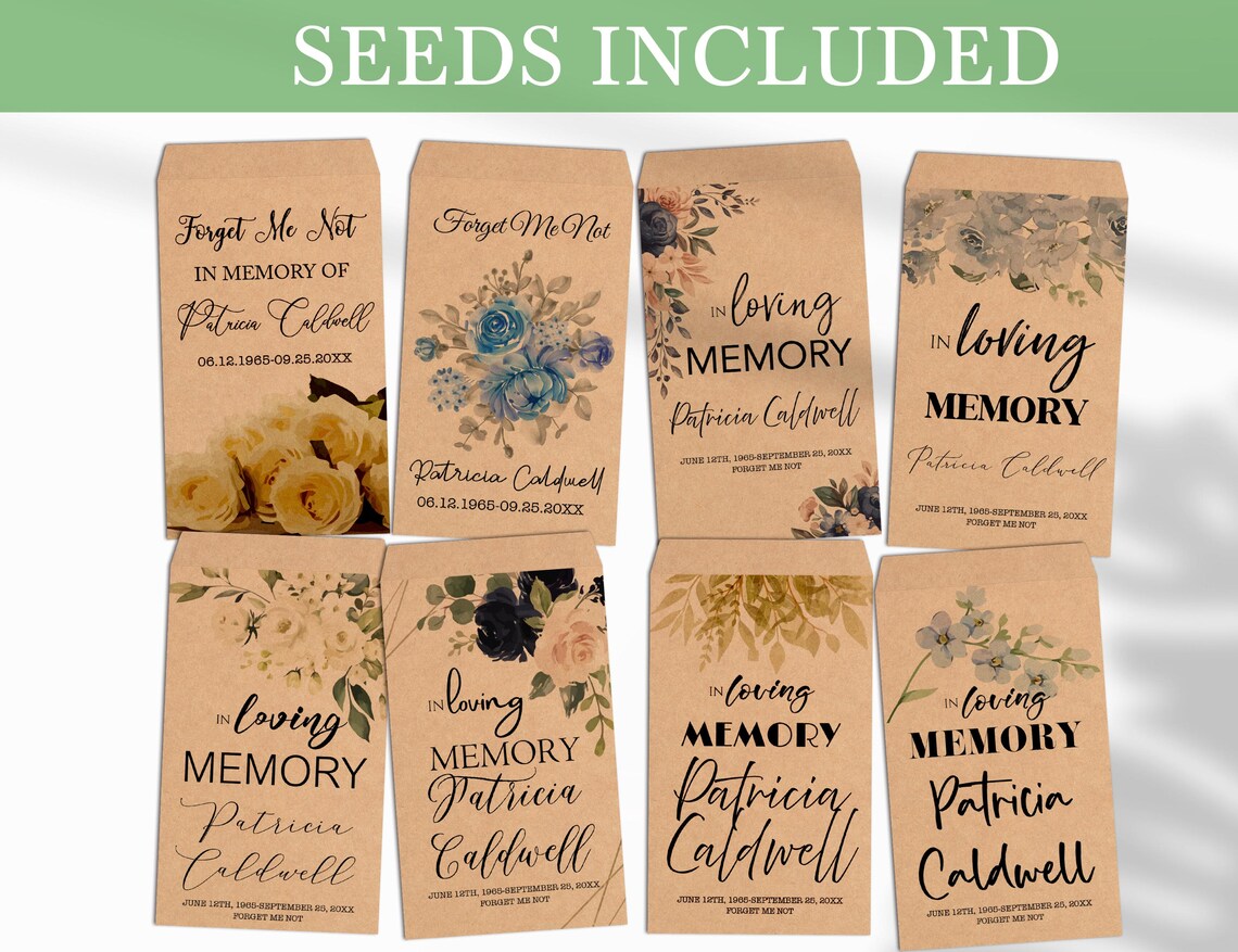 Personalized Seed Packet Funeral Favors for Guests/forget Me Not Seeds ...