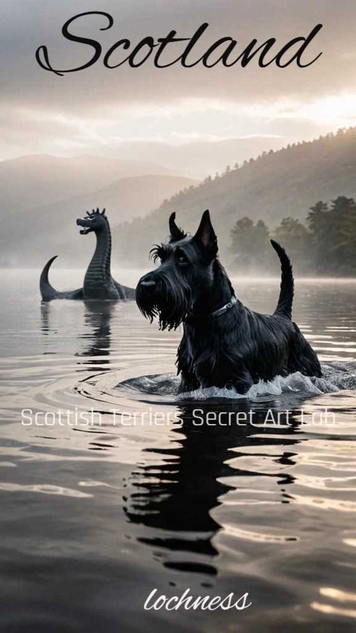 Scottish Terriers Scotty Poster Lochness Scotty AI Generated Art Dogs ...