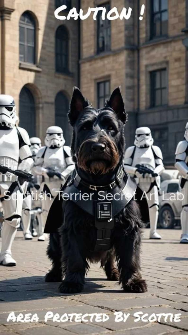 Scottish Terrier Art Scotty Poster Area Protected by Scottie AI ...