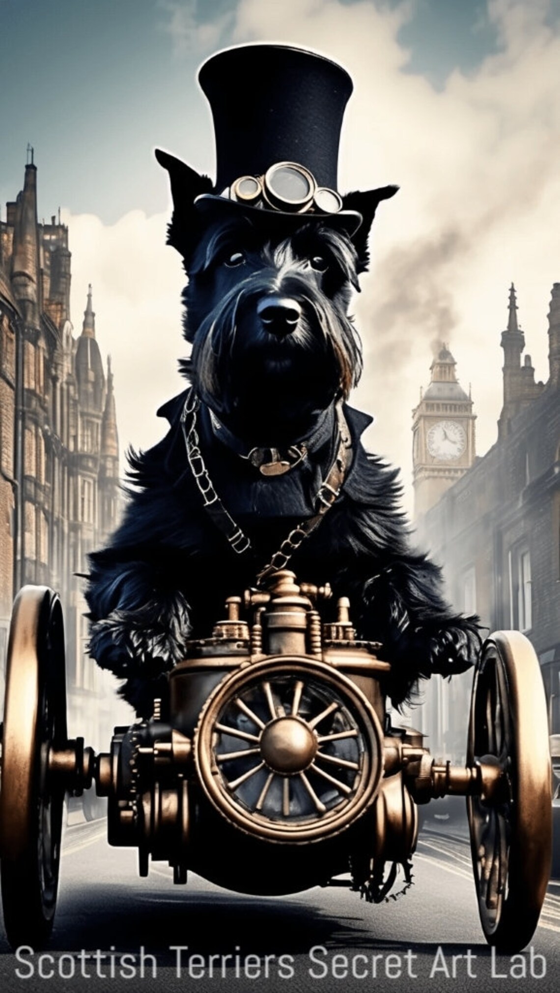 Scottish Terrier Scotty Poster Steampunk AI Generated Art Dogs Gift ...