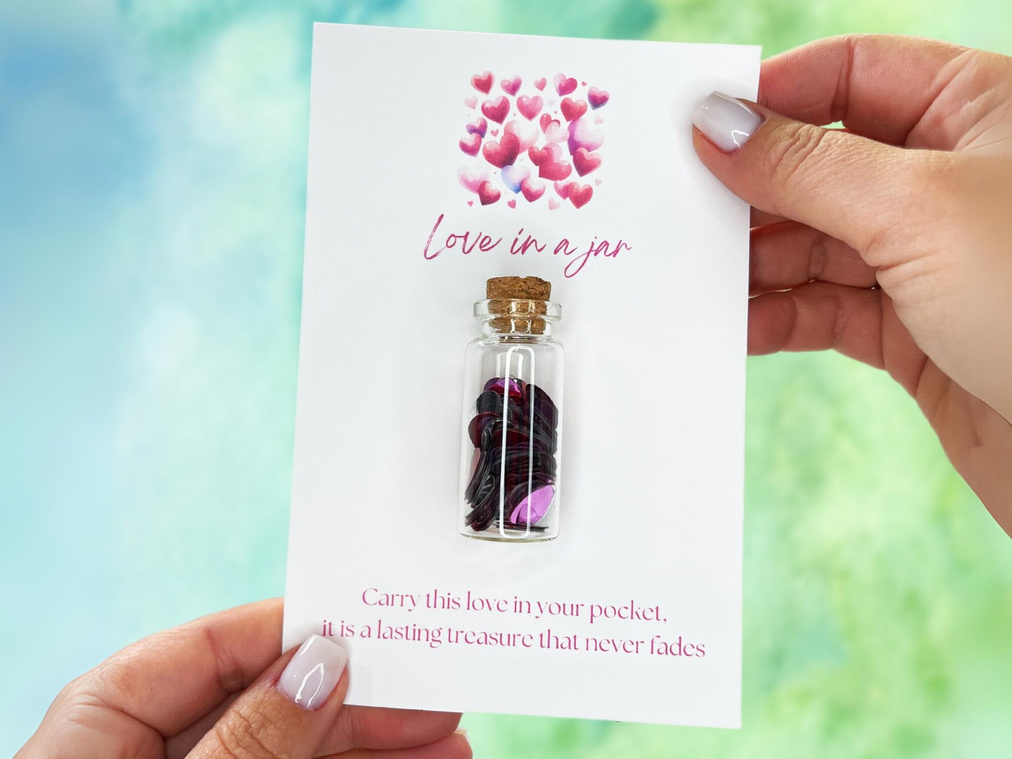 Love in A Jar, Heart Shaped Confetti in a Keepsake Jar, Pocket Hug ...