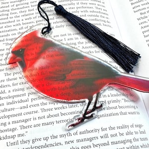 Acrylic Cardinal Bookmark, Artistic Book Accessory, Remembrance Gift, Red Bird Bookmark, Nature ...