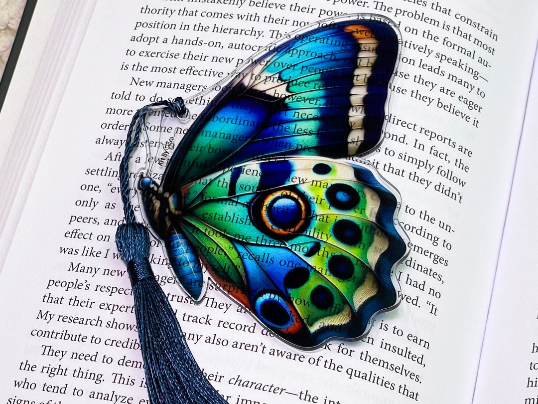 Blue Translucent Acrylic Butterfly Bookmark, Artist Bookmark, Book ...