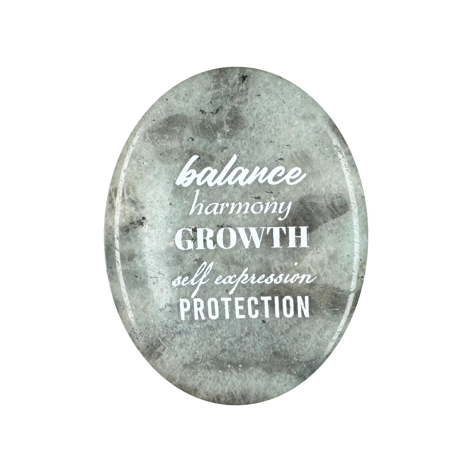 Natural Crystal Worry Stone With Printed Properties, Labradorite ...