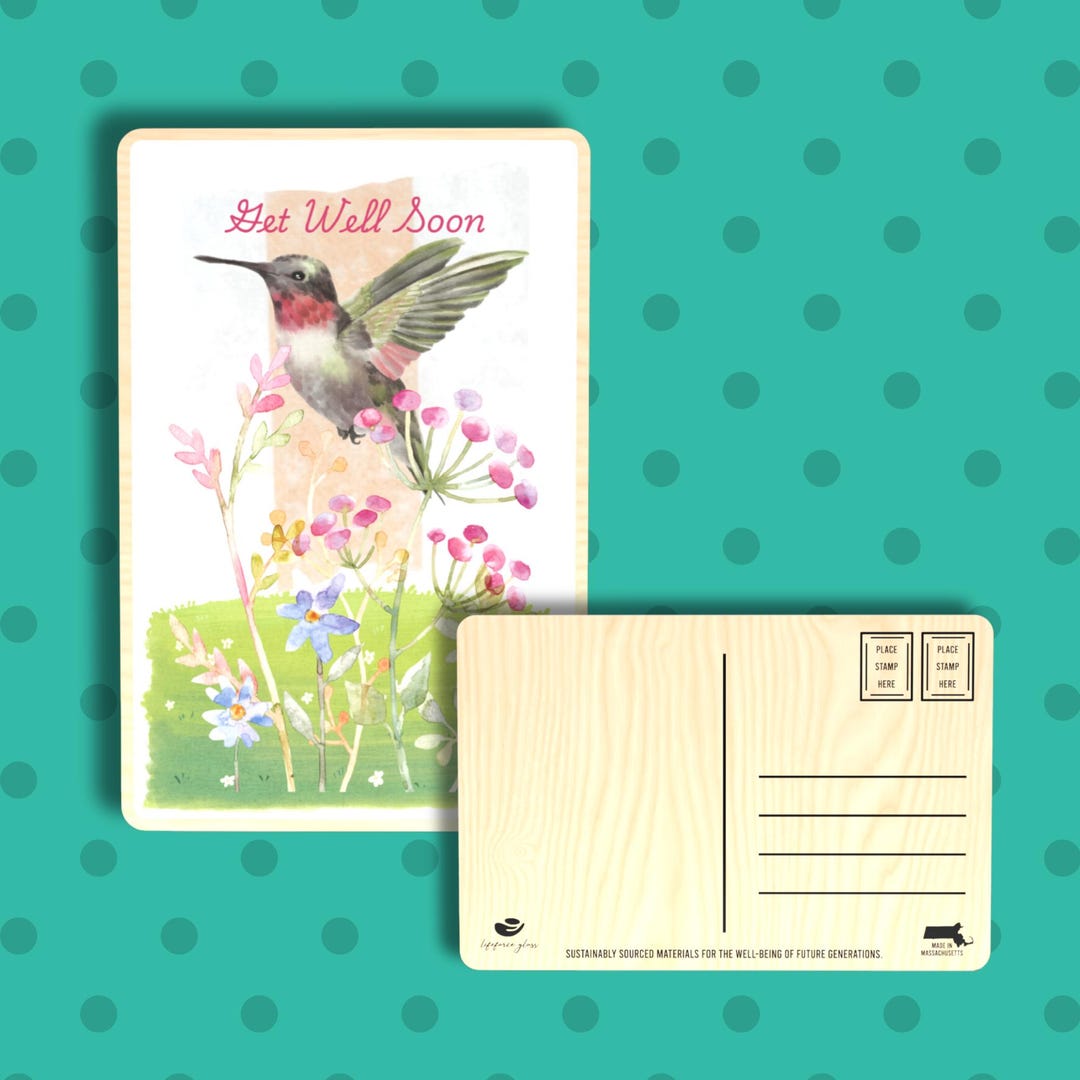 Wooden Postcard, Get Well Soon Wood Card, Eco Friendly Greeting Cards ...