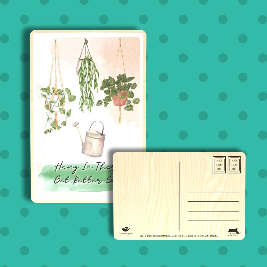 Wooden Postcard, Get Well Soon Wood Card, Eco Friendly Greeting Cards ...