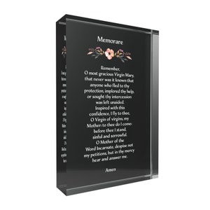 Memorare Prayer Inspirational Acrylic Plaque, Virgin Mary Catholic ...