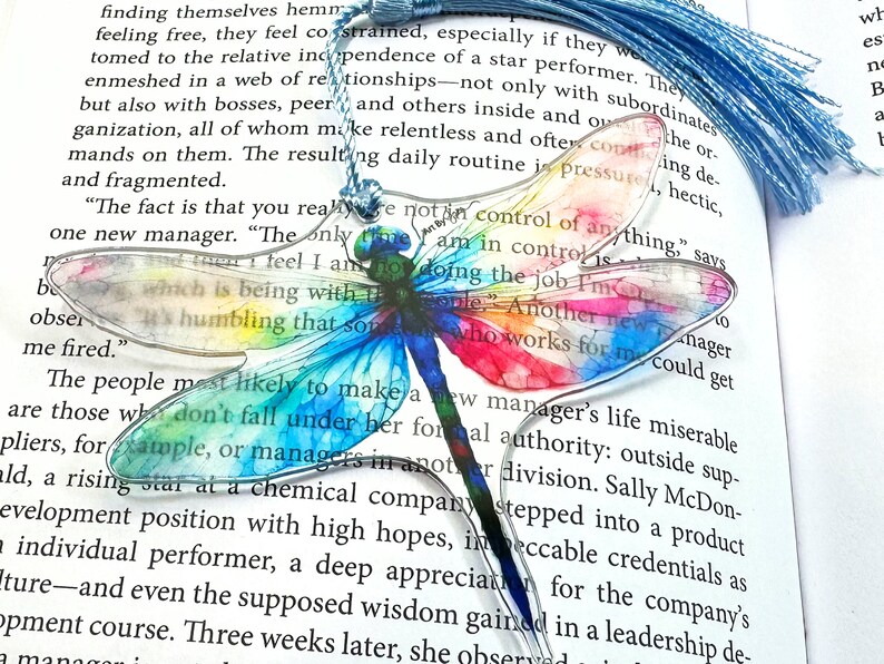 Acrylic Dragonfly Bookmark, Artistic Book Accessory, Nature Lover Gift ...
