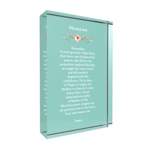 Memorare Prayer Inspirational Acrylic Plaque, Virgin Mary Catholic ...