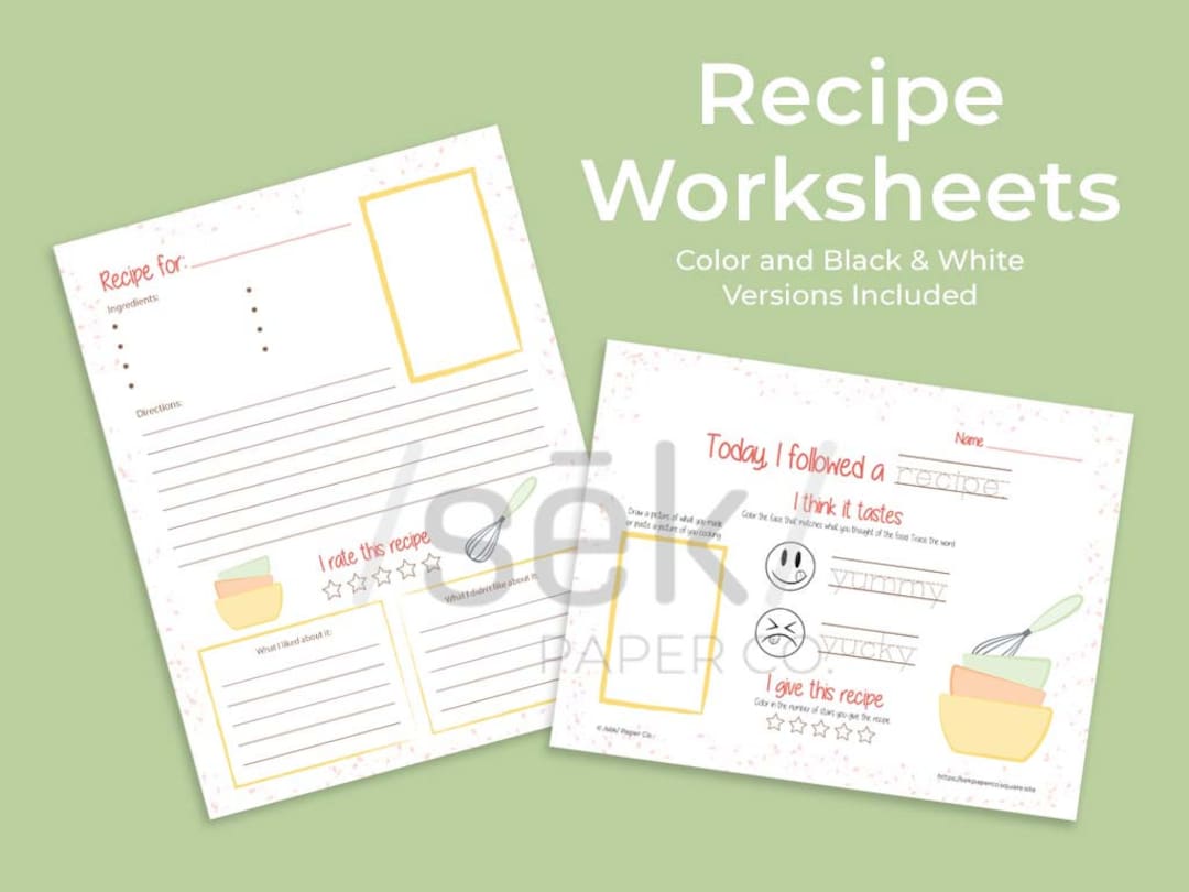 Recipe Cooking Review Worksheets Printable Digital Download - Etsy