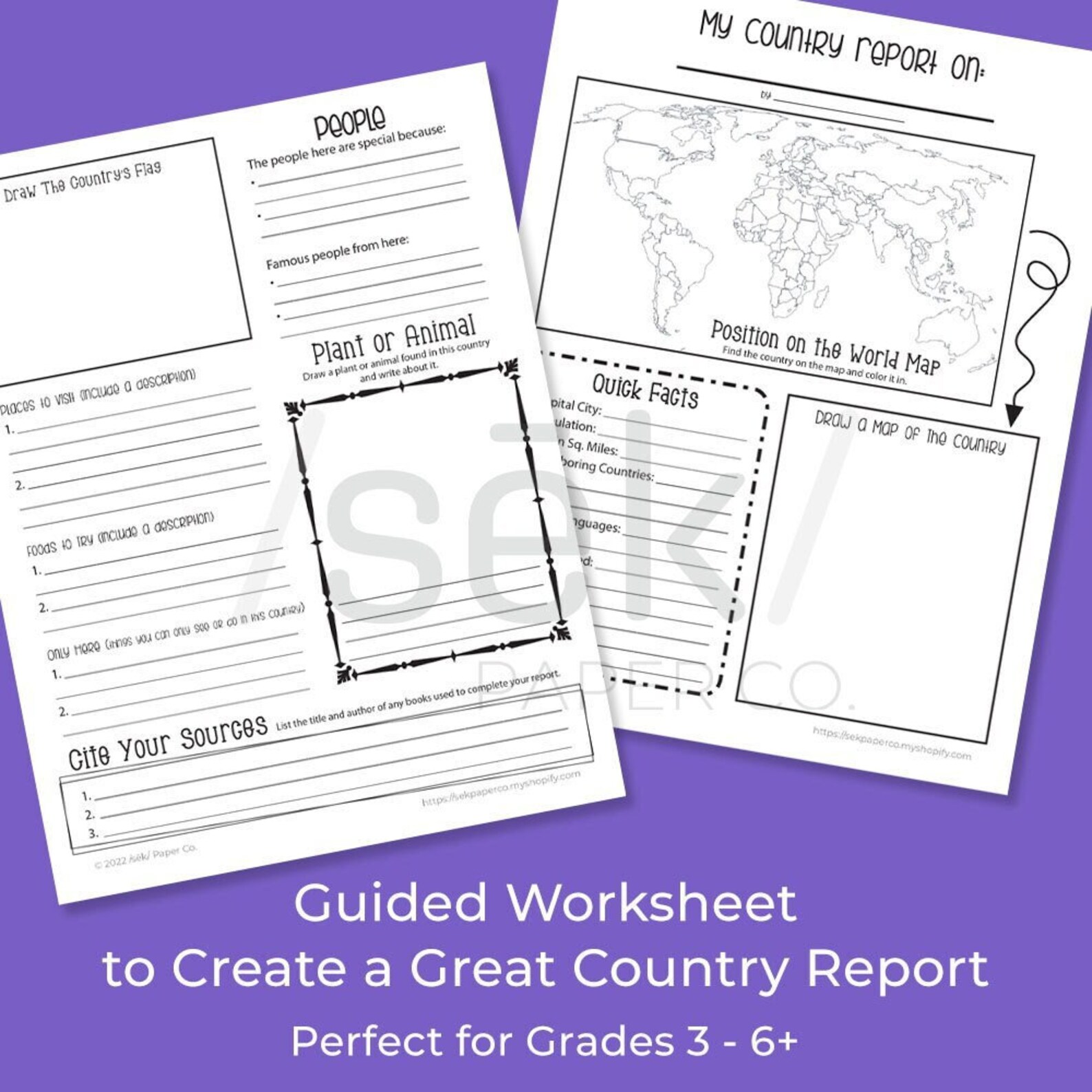 Country Report Template Worksheet Outline Homeschool School Student - Etsy