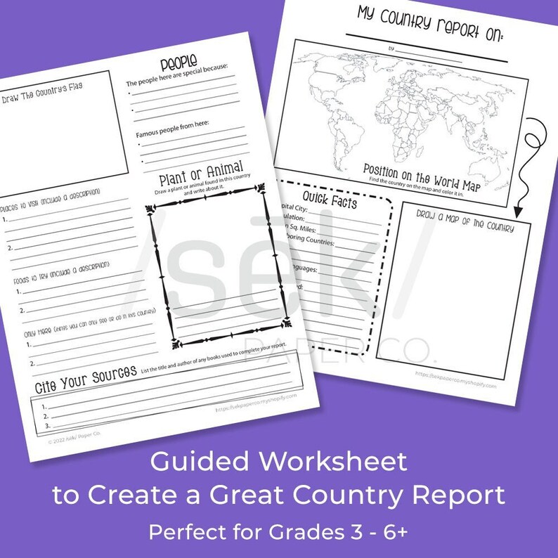 Country Report Template Worksheet Outline Homeschool School Student - Etsy