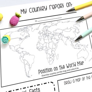 Country Report Template Worksheet Outline Homeschool School Student - Etsy